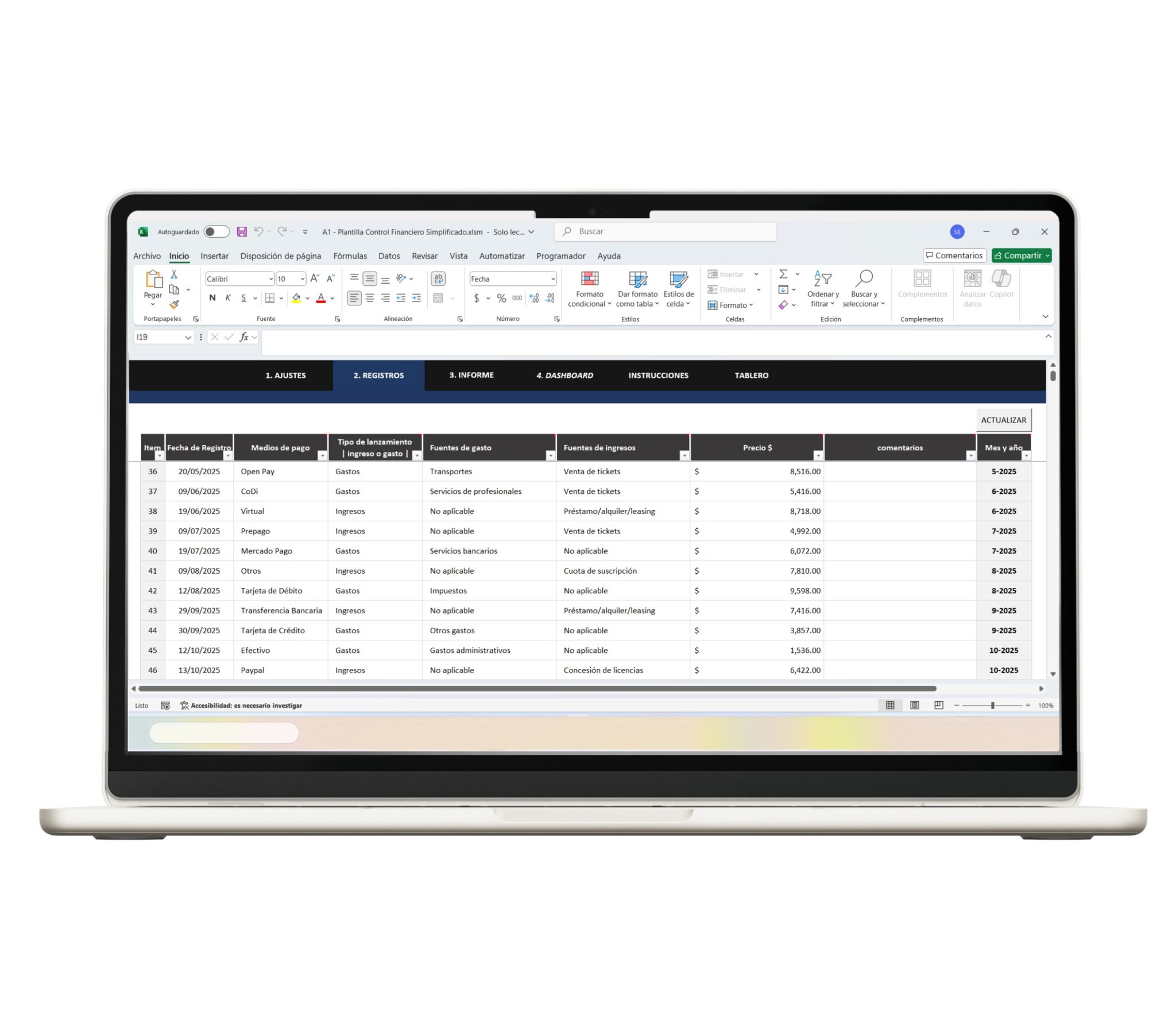 Control Financiero Excel Gratis | Dashboard Excel Gratis - Solís ...